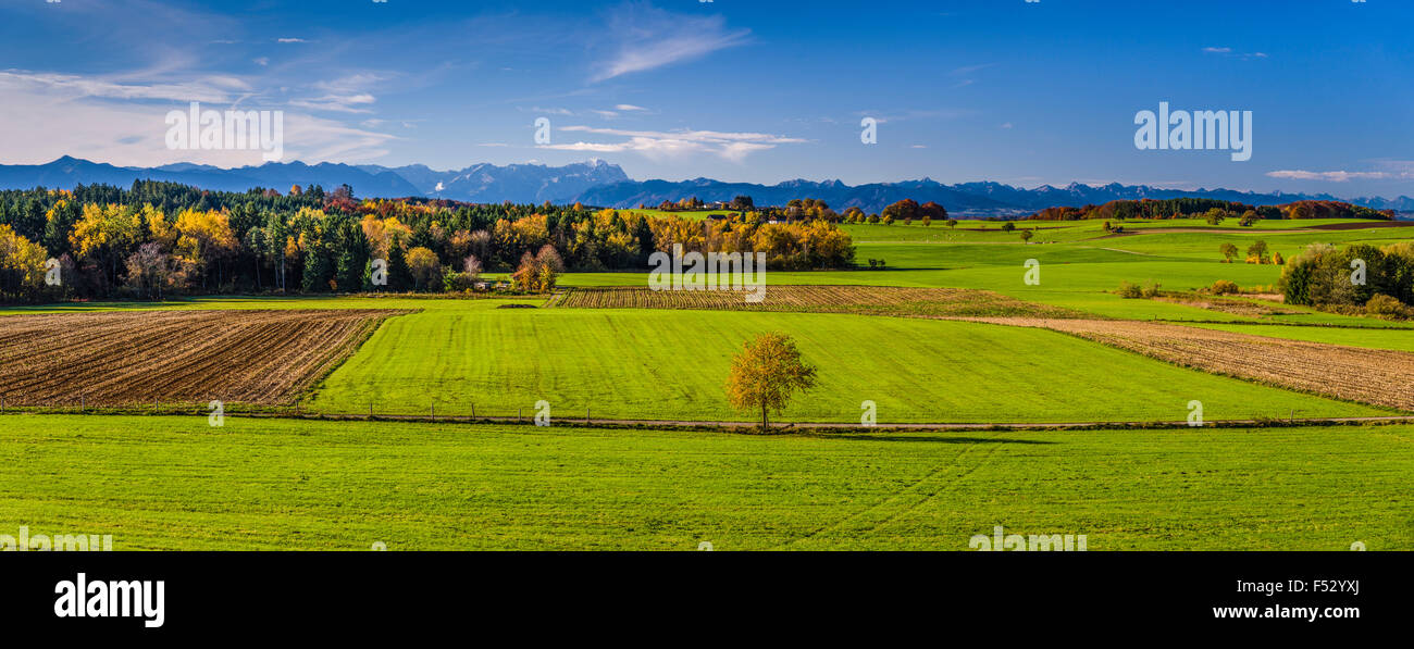 Germany, Bavaria, Upper Bavaria, Fünfseenland, Münsing, autumn scenery ...