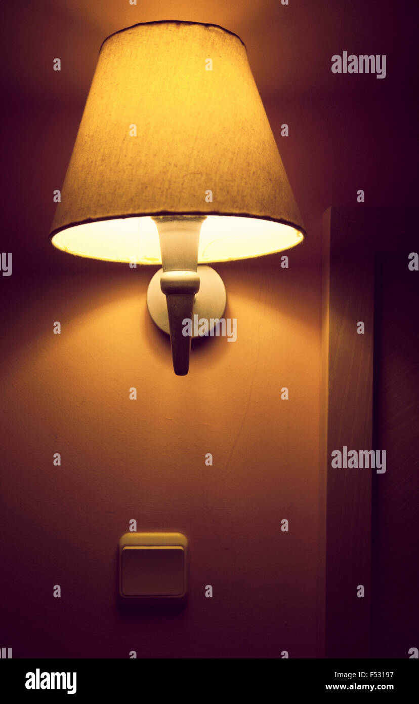 Lamp, wall lamp, room, evening Stock Photo - Alamy