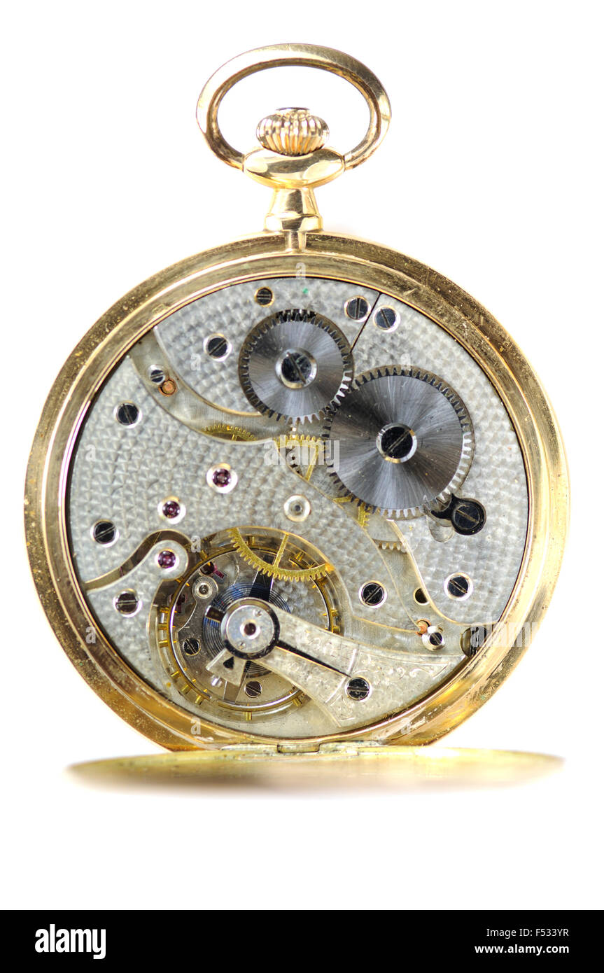 Interior of Gold Fob Pocket Watch Stock Photo - Alamy