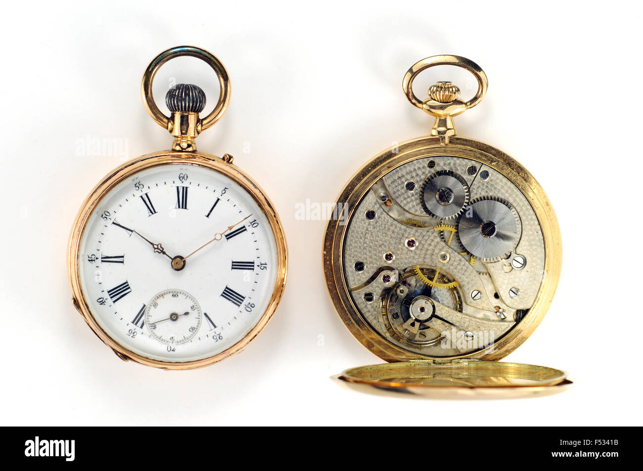 Interior of Gold Fob Pocket Watch Stock Photo - Alamy