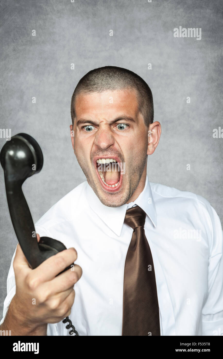 conversation went the wrong side, angry businessman keeping phone in ...