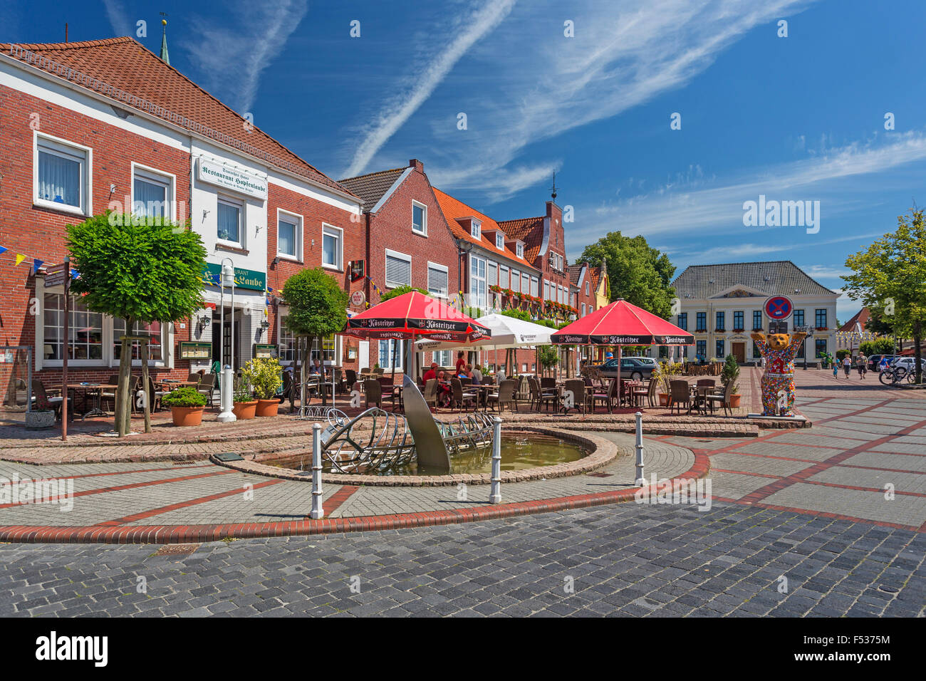 Restaurant Hopfenlaube on the marketplace in the old town of Esens ...