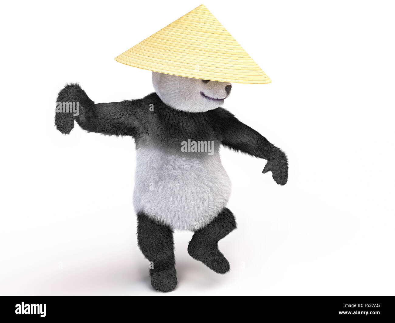 bamboo bear in a military pose preparing to leap and drawing of blows ...