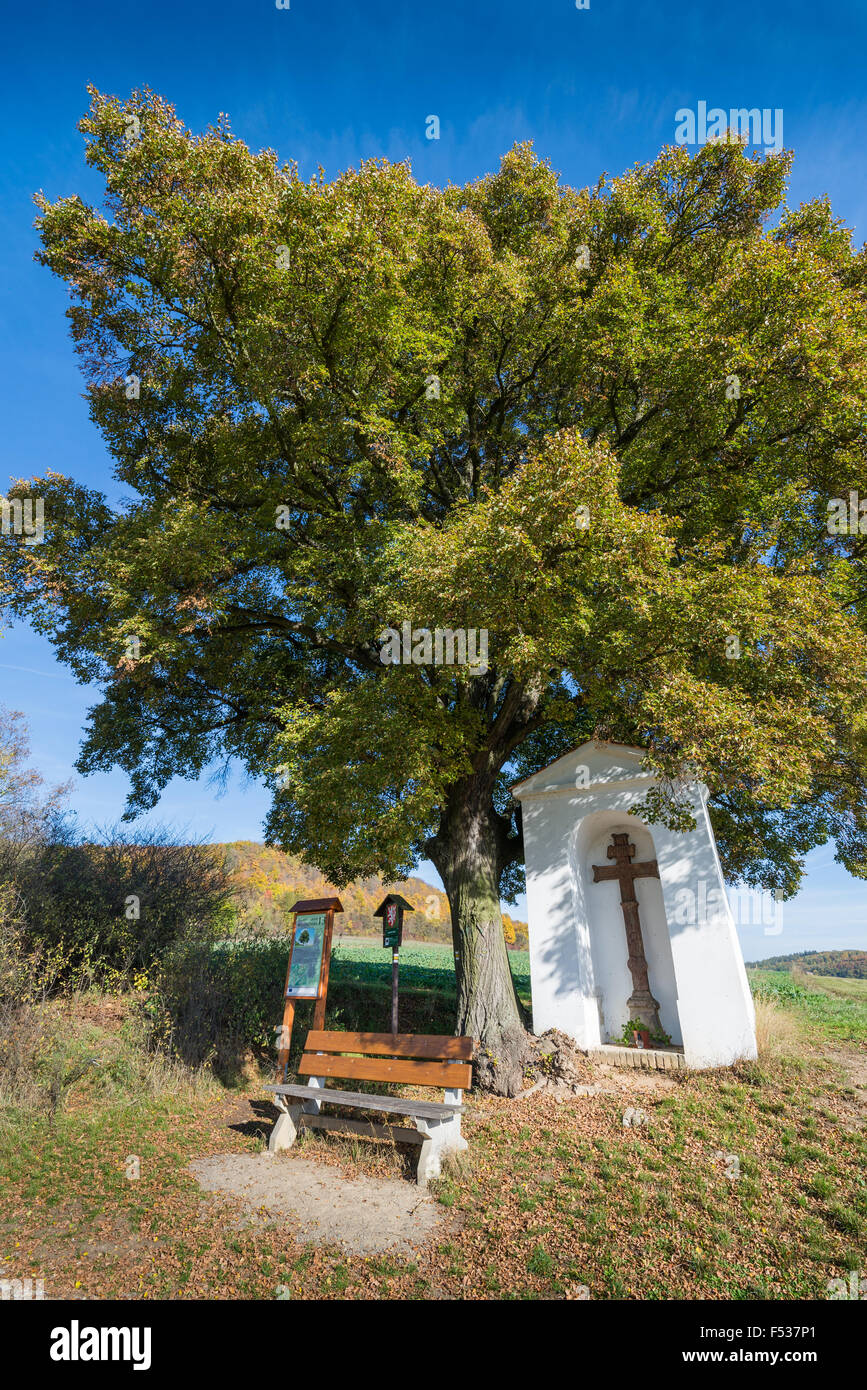 calvary with memory tree in autumn, Czech republic, Bohemia, EU, Europe ...