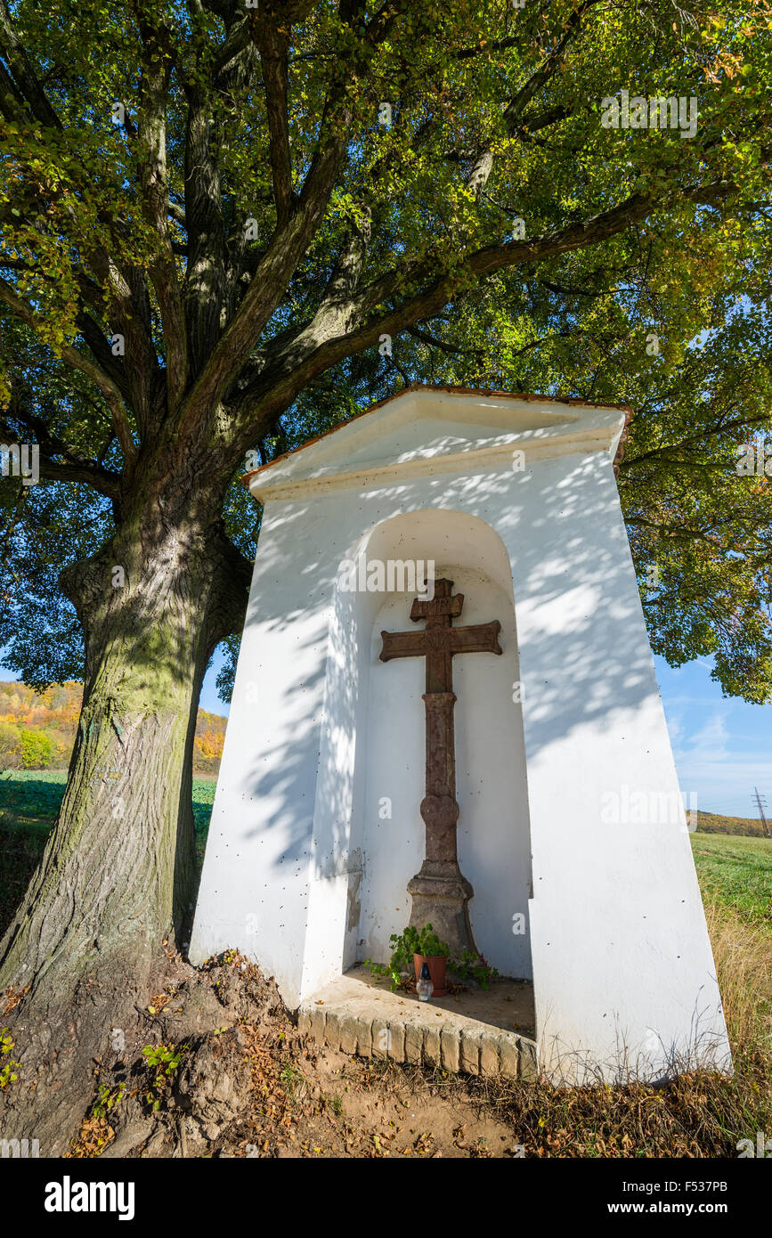 calvary with memory tree in autumn, Czech republic, Bohemia, EU, Europe ...