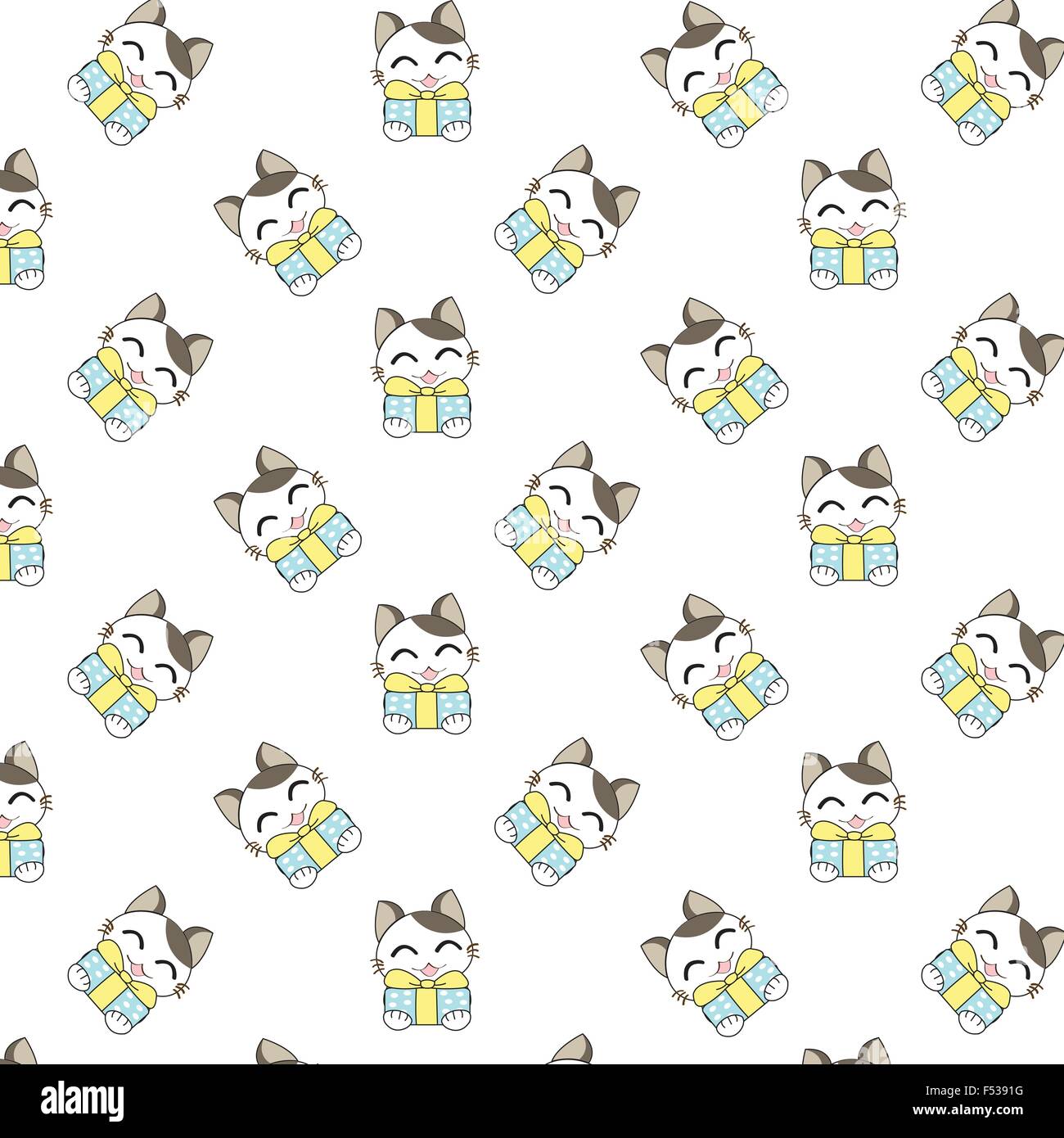 Cute Cartoon Cats Pattern Stock Vector Image And Art Alamy