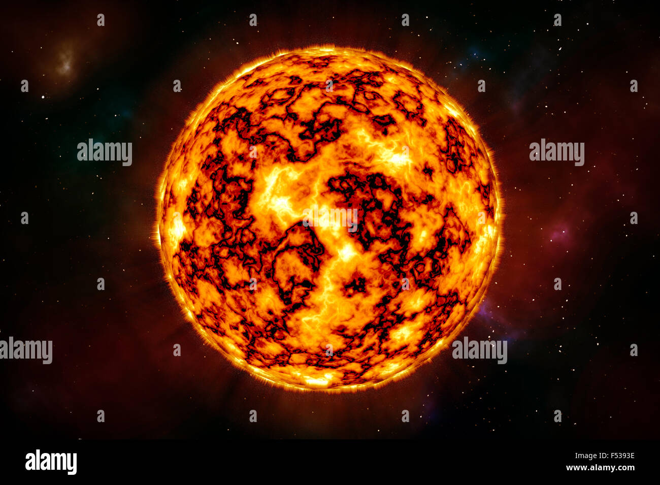 Sun with plasma and heat spots in galaxy Stock Photo - Alamy