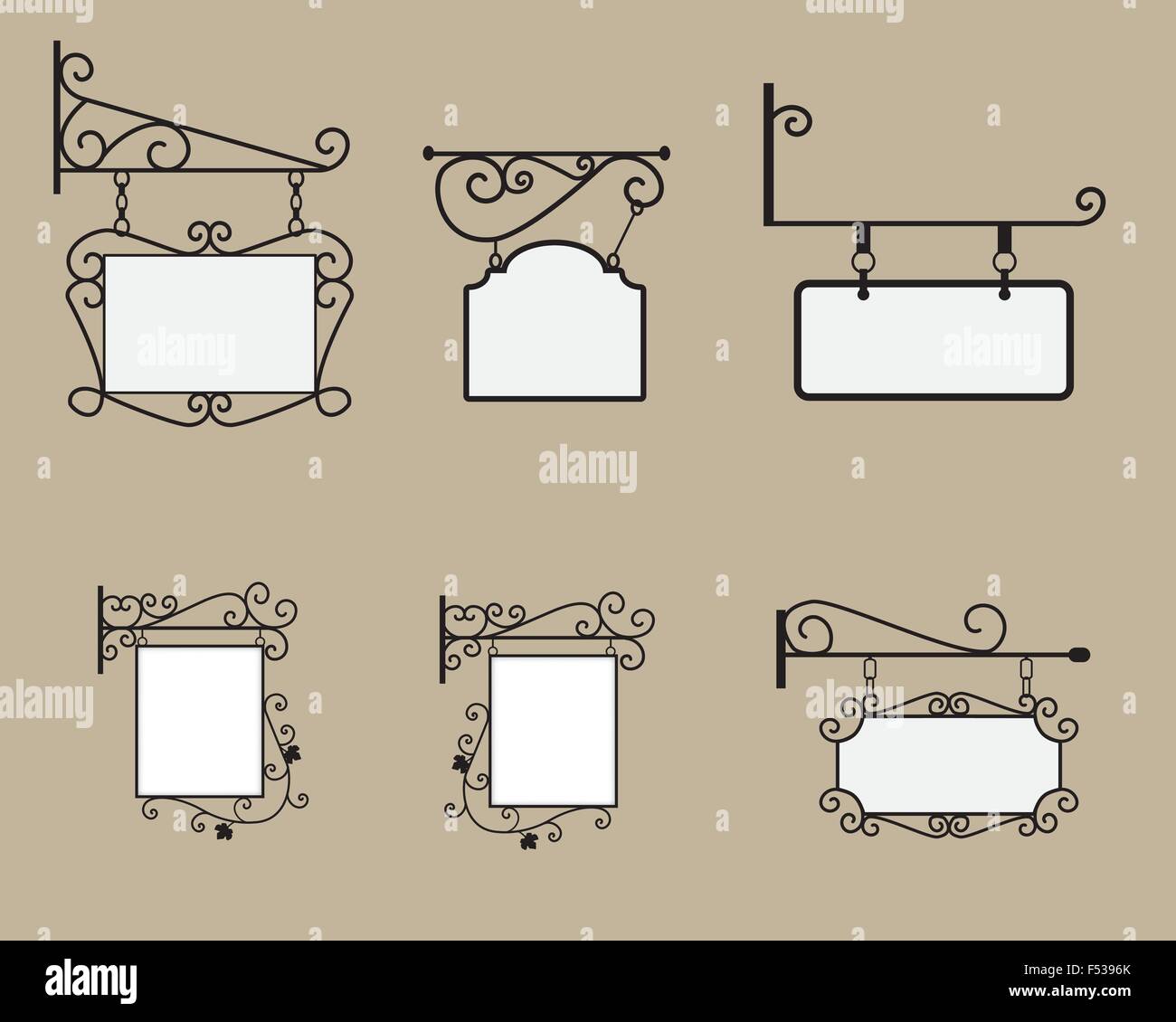 Hanging sign and Banner with black curved steel border and square ...