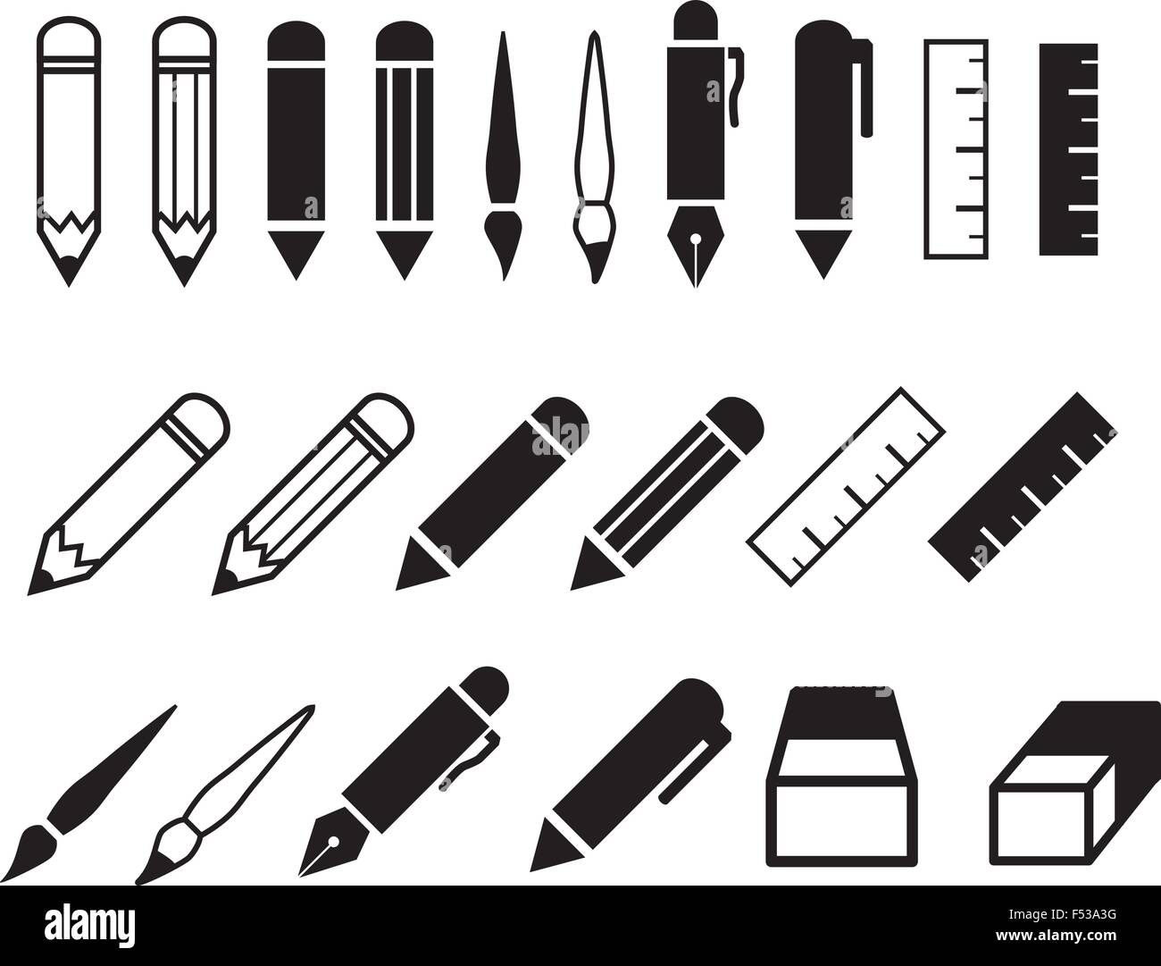 Set of pencil and pen icons, vector object Stock Vector Image & Art - Alamy