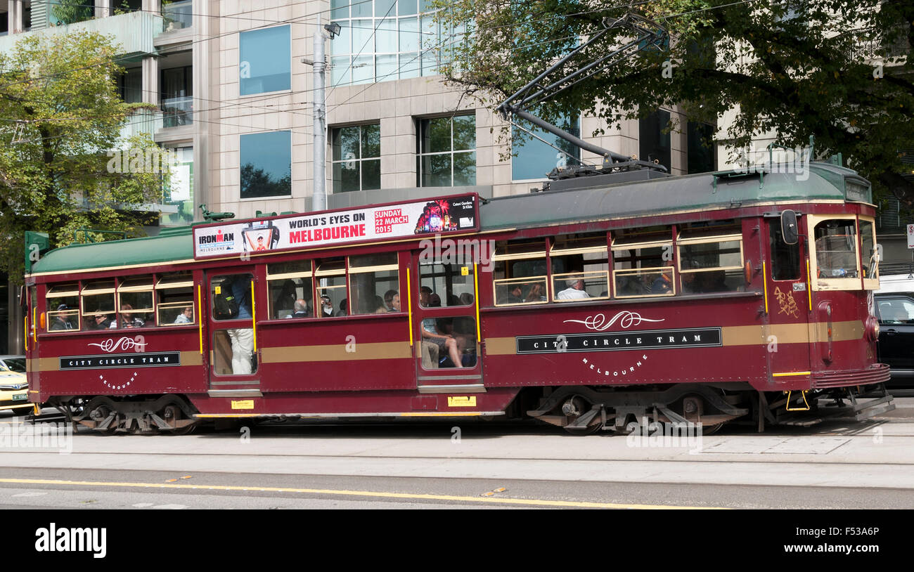 Melbourne's burgundy and gold City Circle Tram Victoria Australia Stock ...