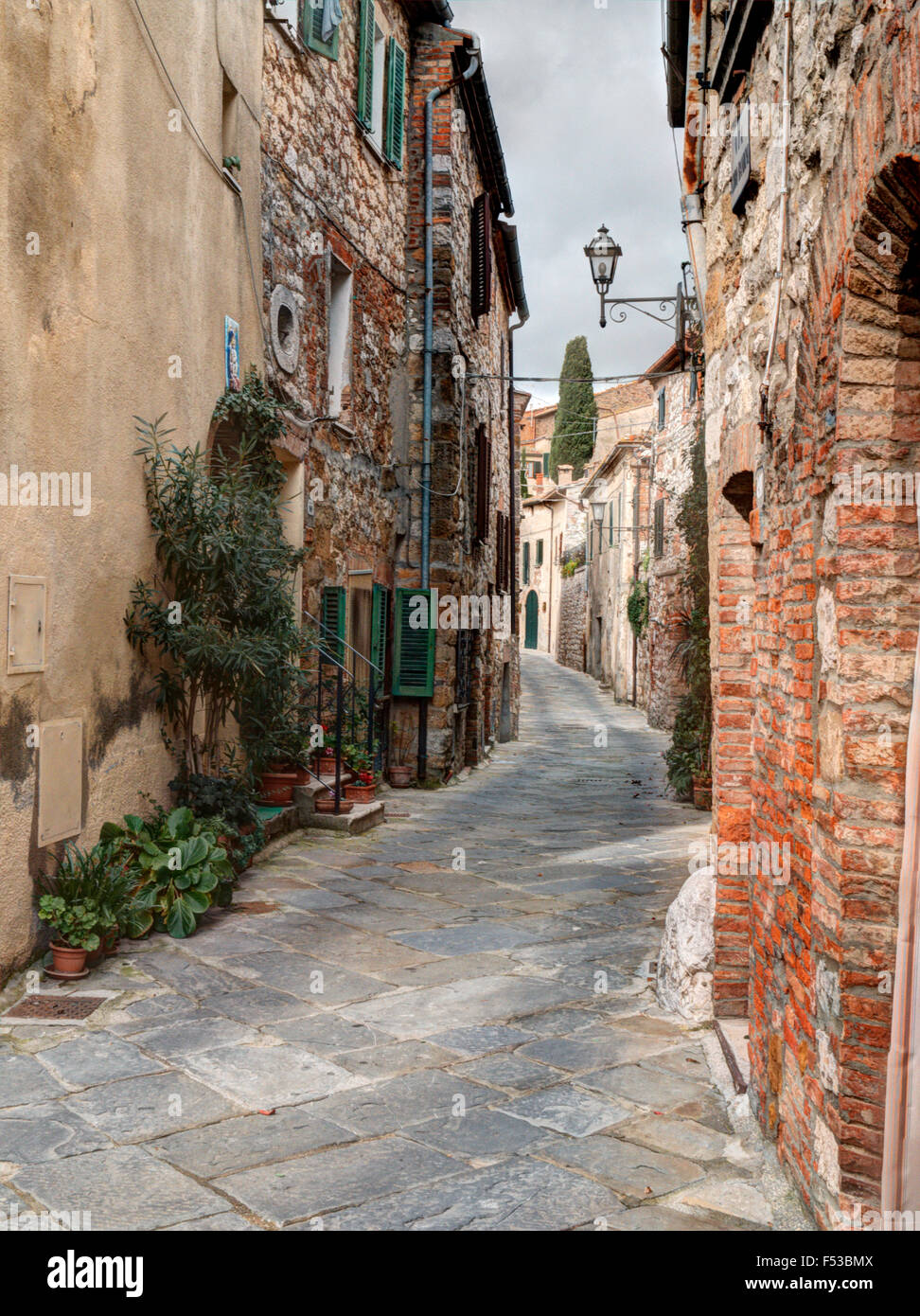 Europe, Italy, Tuscany, Montefollonico. The medieval town of ...