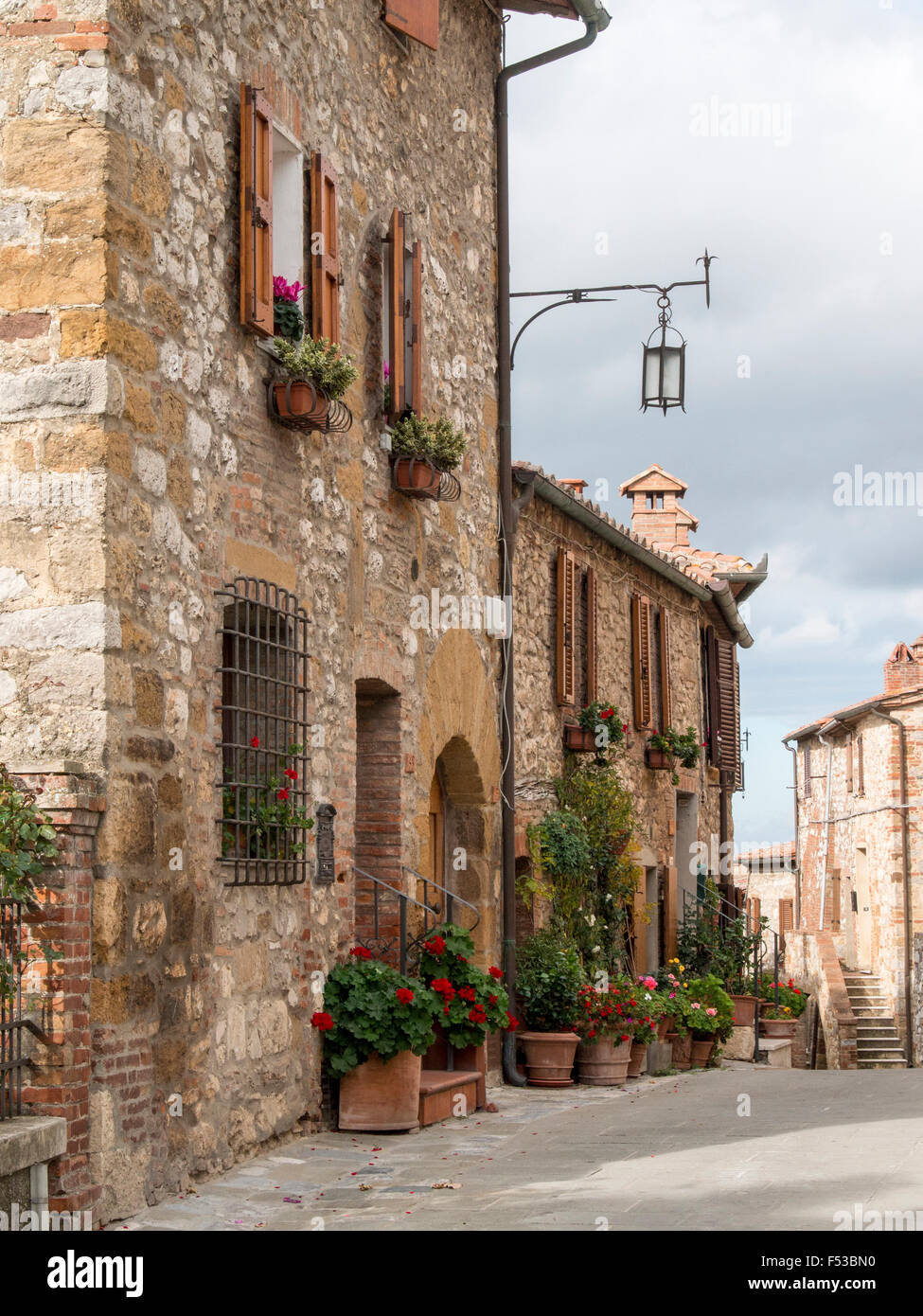 Europe, Italy, Tuscany, Montefollonico. The medieval town of ...