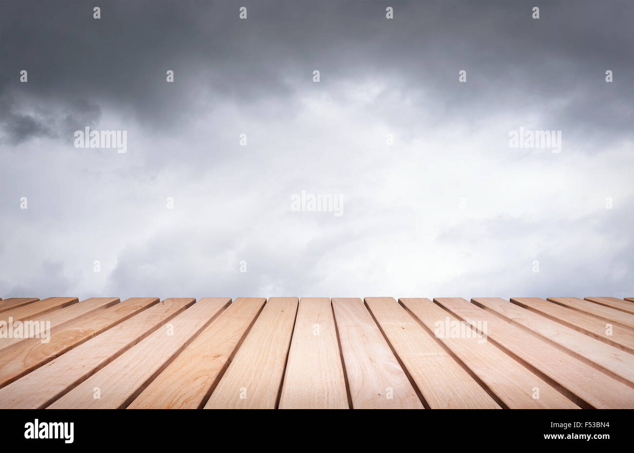 Wood platform and sky Stock Photo - Alamy