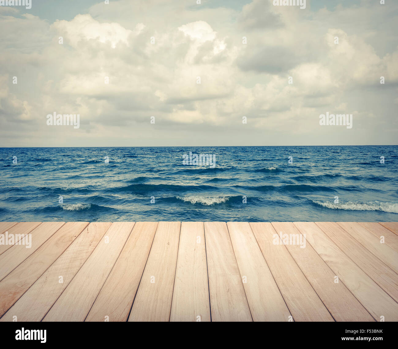 Wood platform and the sea Stock Photo - Alamy