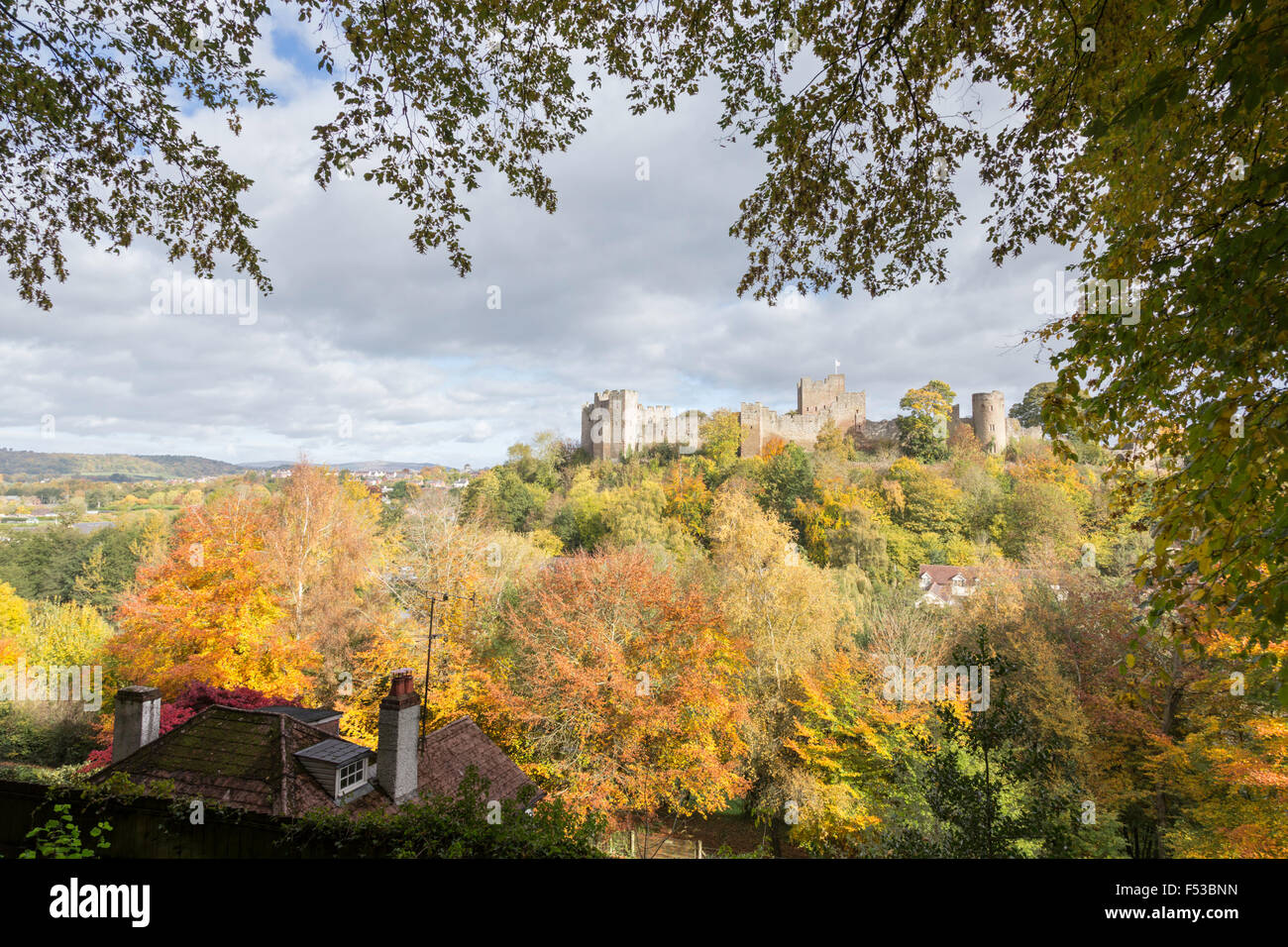Ludlow Castle in autumn sunshine, Ludlow castle, Shropshire, England ...