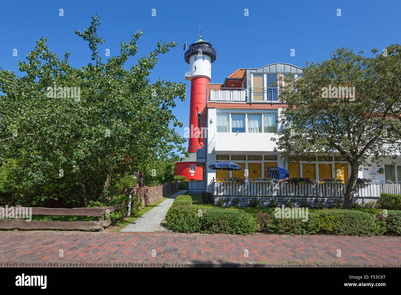 Old lighthouse on the island Wangerooge, today home museum and registry ...