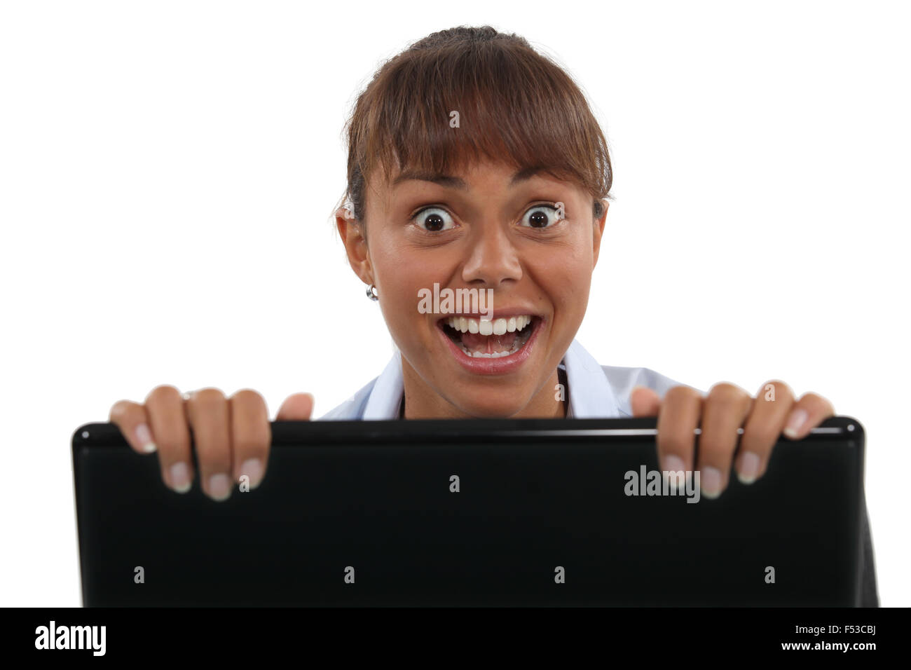 Excited smiling female boss hi-res stock photography and images - Alamy