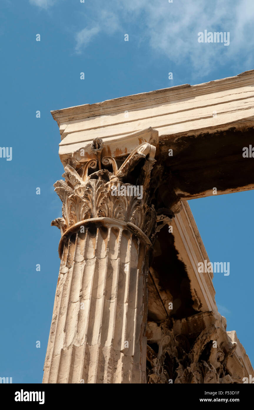 The Temple of Olympian Zeus stands in Athens. The construction of this ...