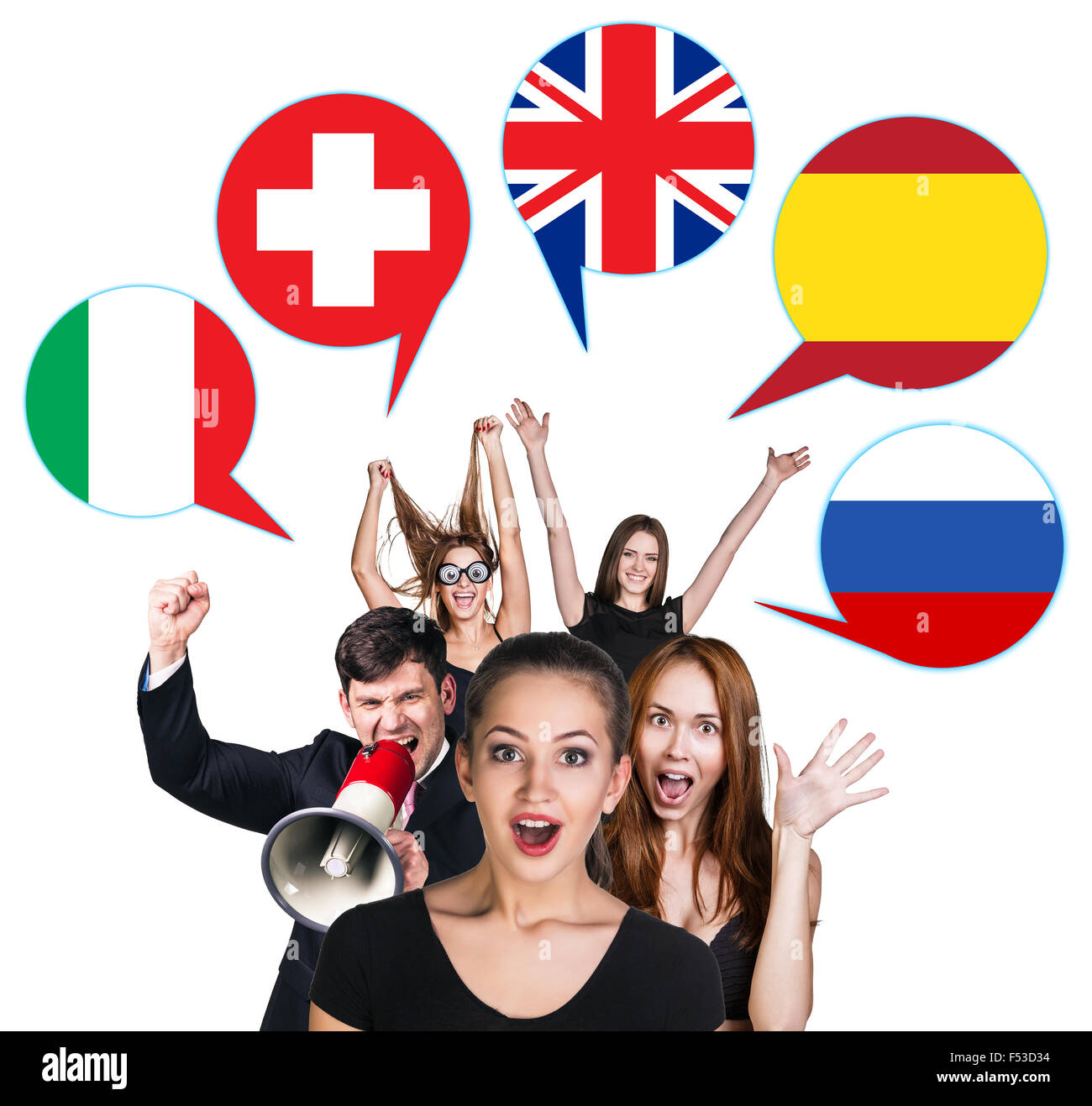 Group people flags different countries hi-res stock photography and ...