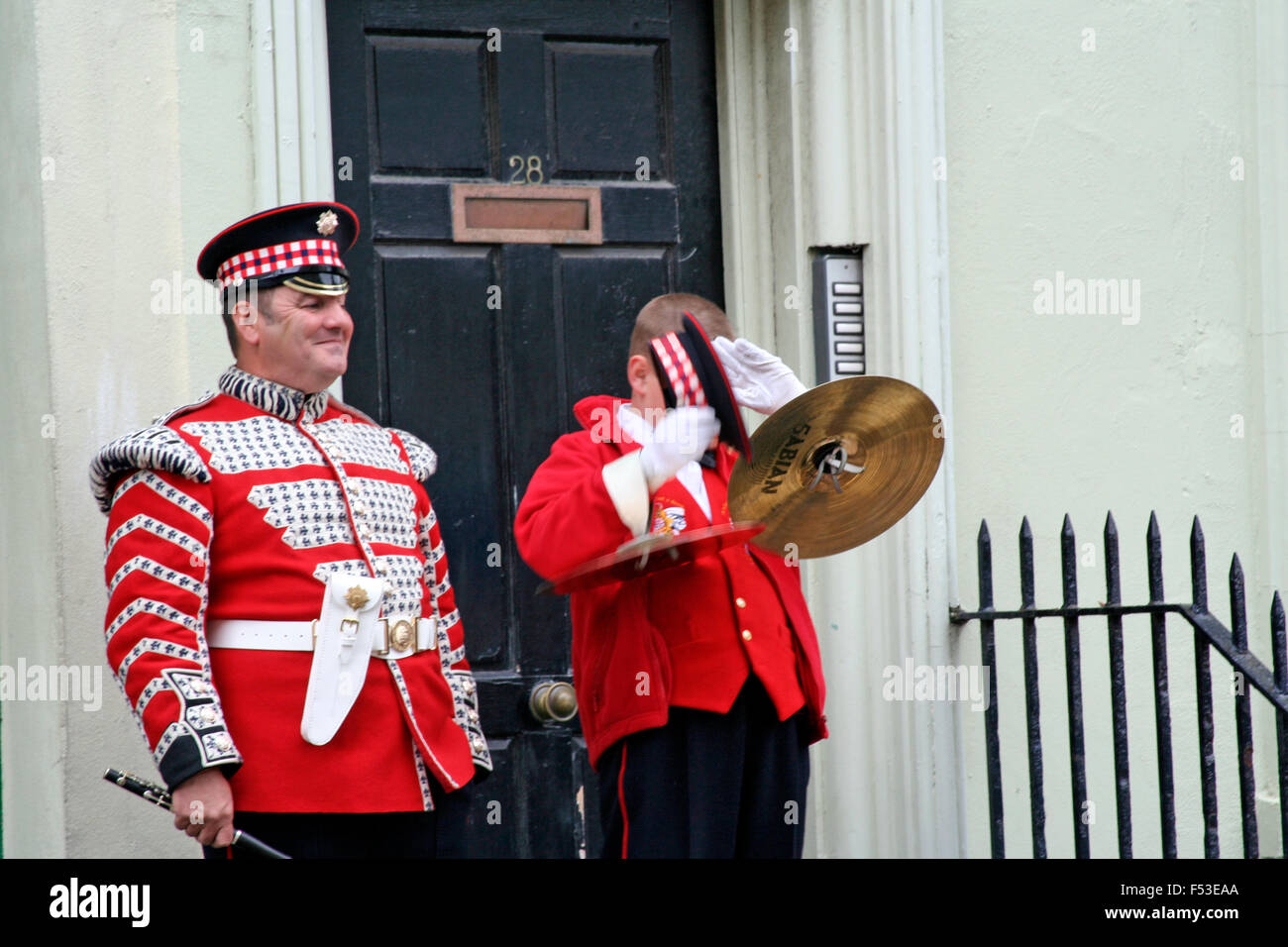 Father and son prepare for Apprentice Boys of Derry parade Stock Photo ...