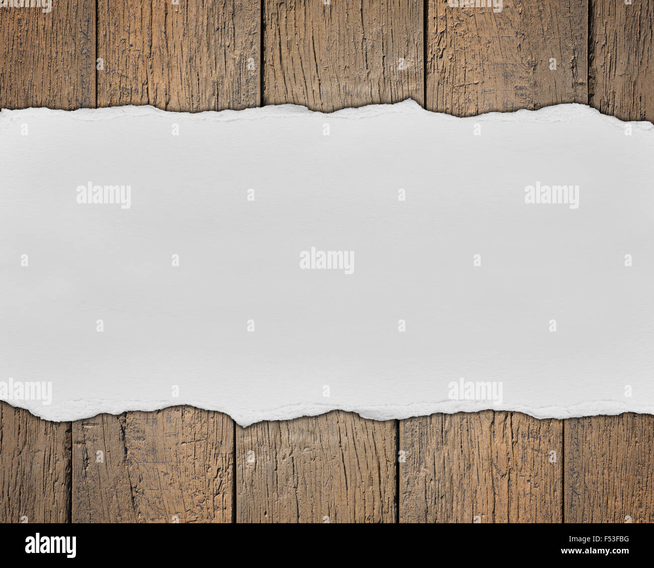Wooden background with empty text space made of torn paper Stock Photo ...