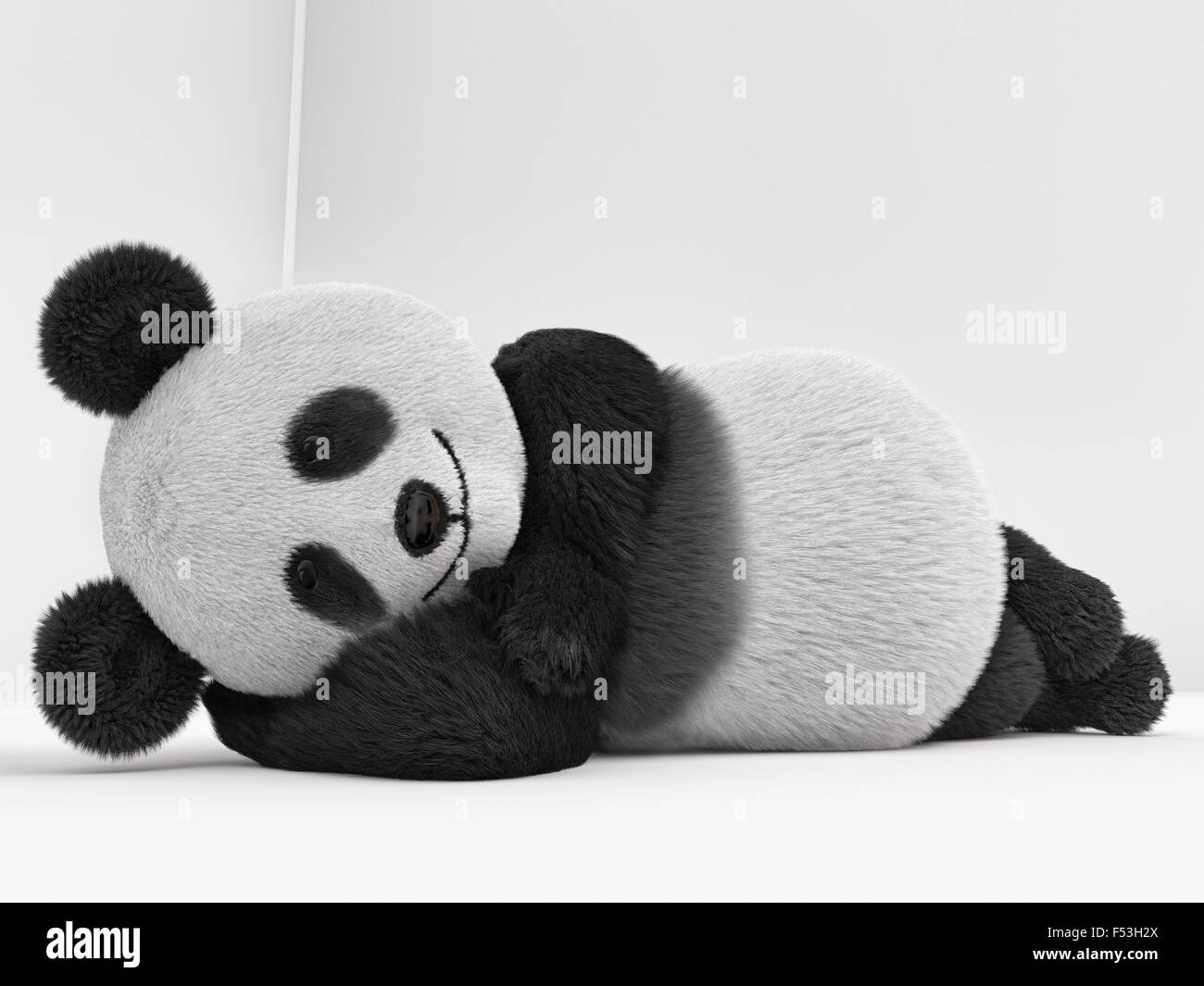 furry panda lying on its side, and sleeps Stock Photo - Alamy
