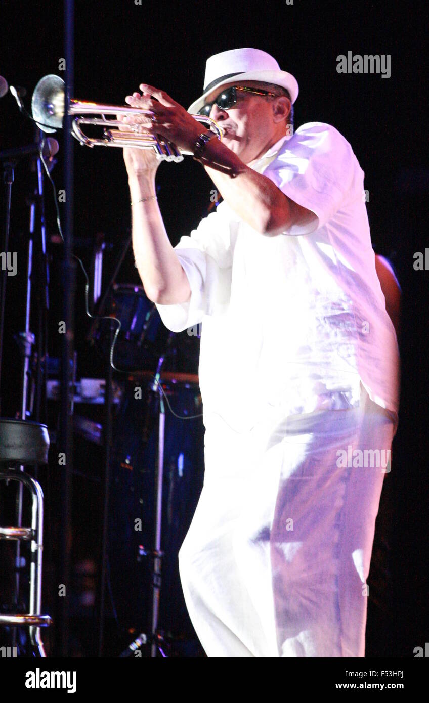 Jazz trumpeter Tom Brown performing live on stage at the Dell Music ...