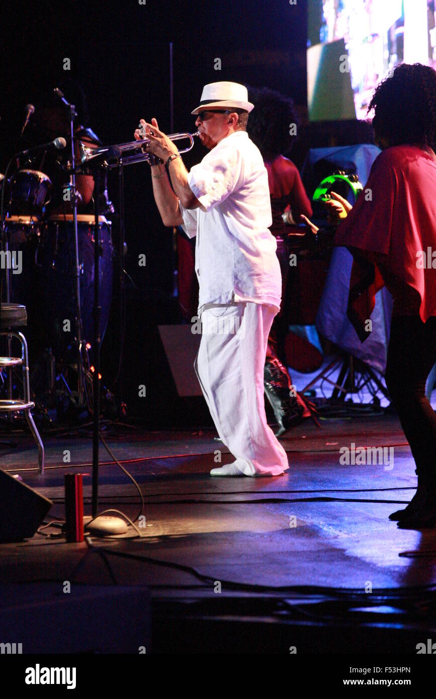 Jazz trumpeter Tom Brown performing live on stage at the Dell Music ...