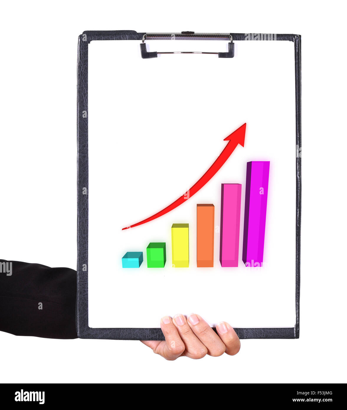 business hand holding a clipboard with business graph chart Stock Photo ...