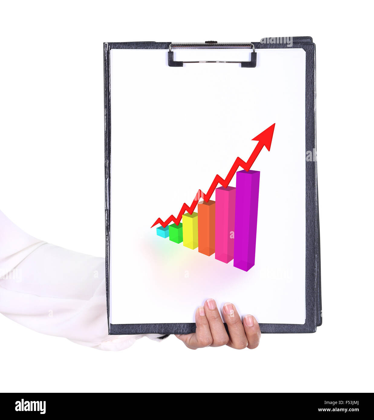 business hand holding a clipboard with business graph chart Stock Photo ...