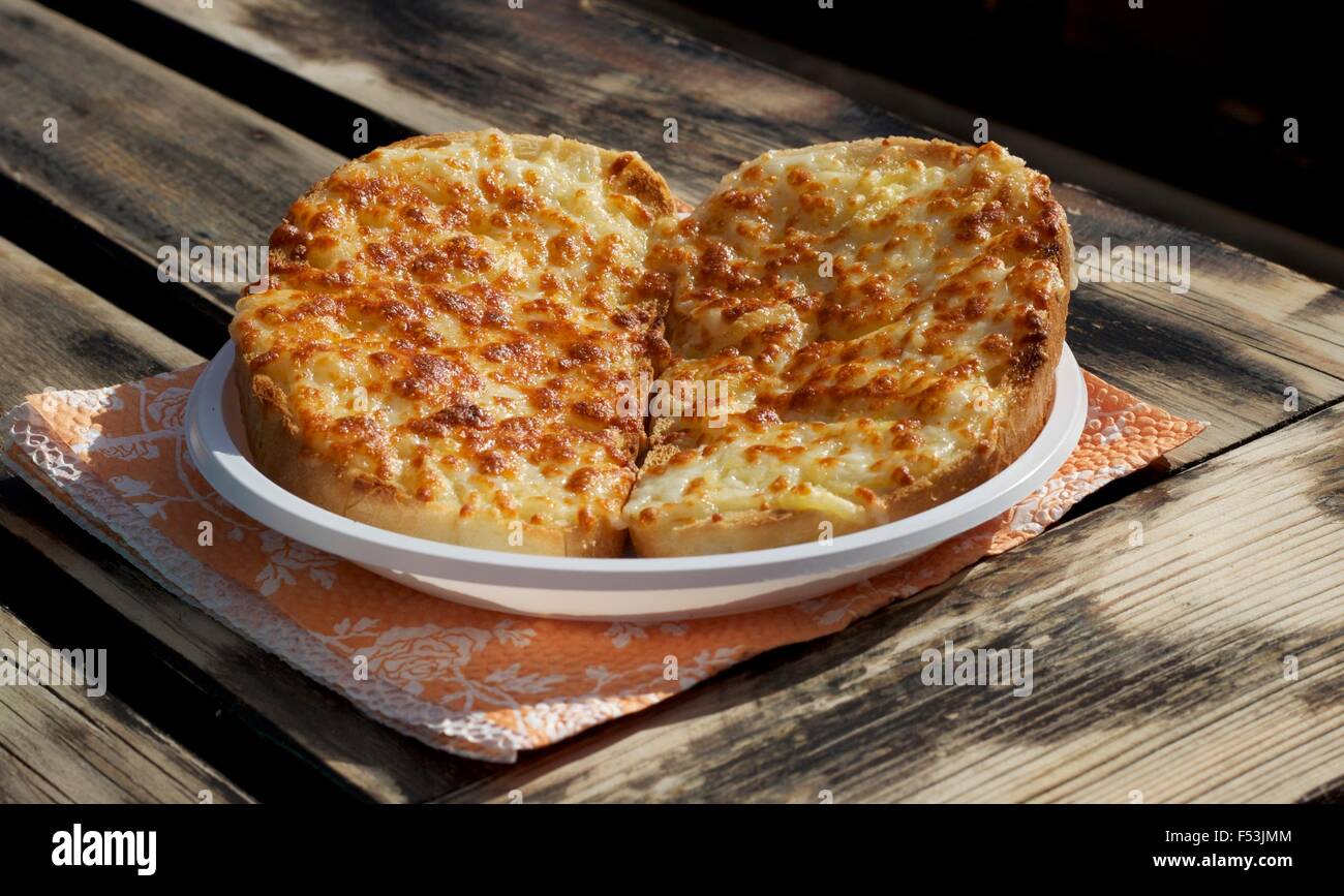 Toast with yellow cheese Stock Photo - Alamy
