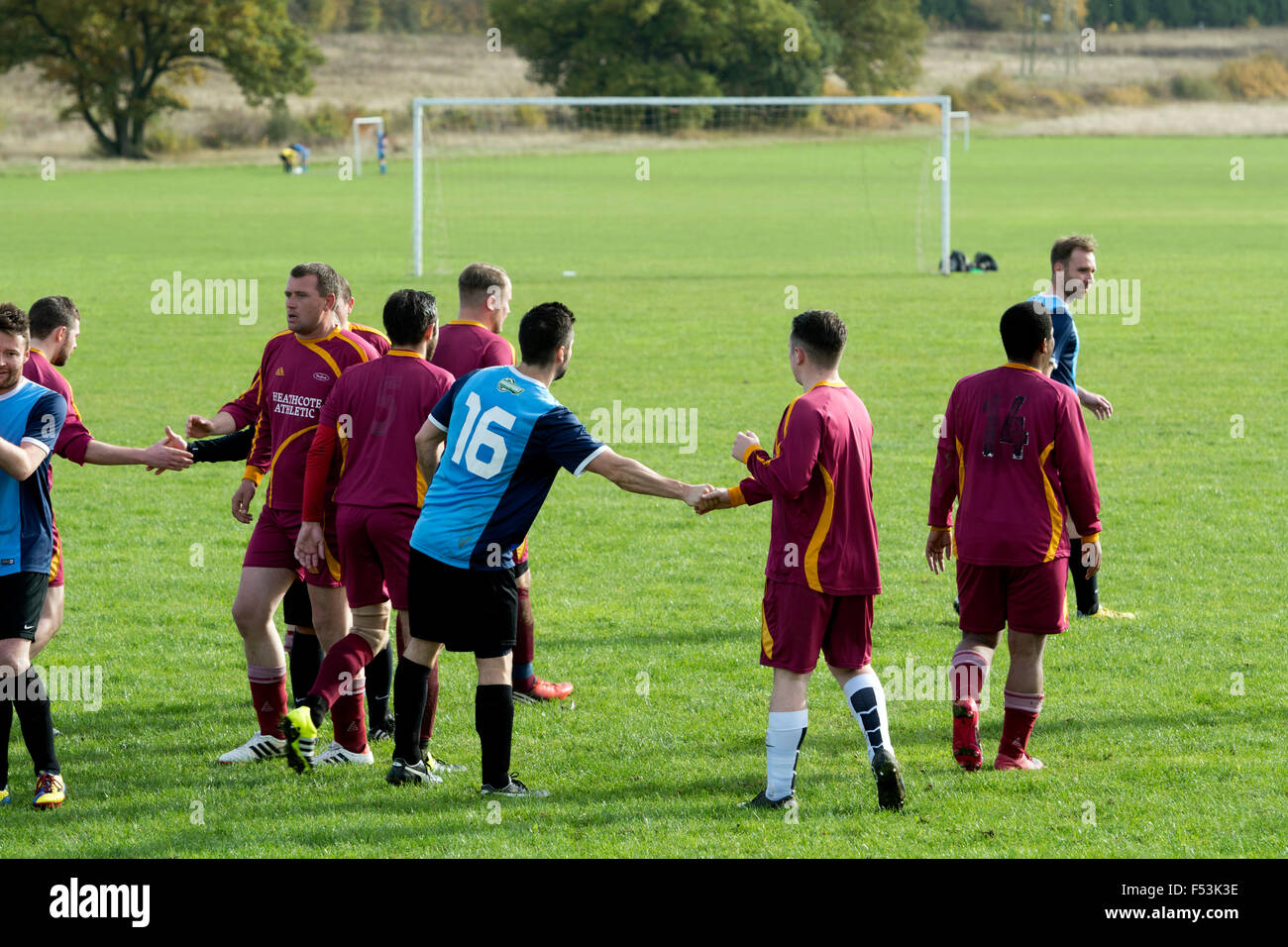 Sunday League football, players shaking hands after a match Stock Photo ...