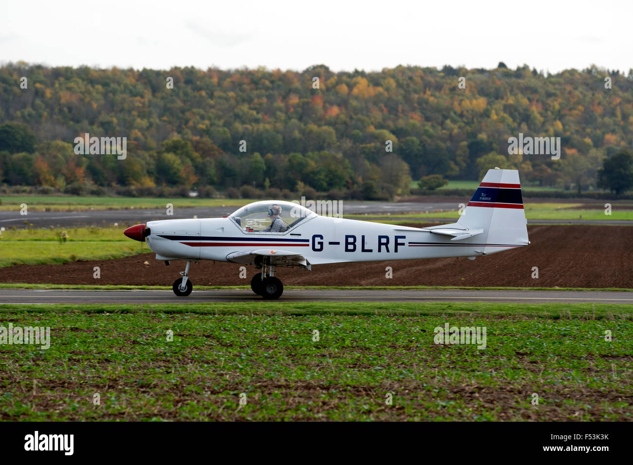 Slingsby T67C Firefly at Wellesbourne Airfield, UK (G-BLRF Stock Photo ...
