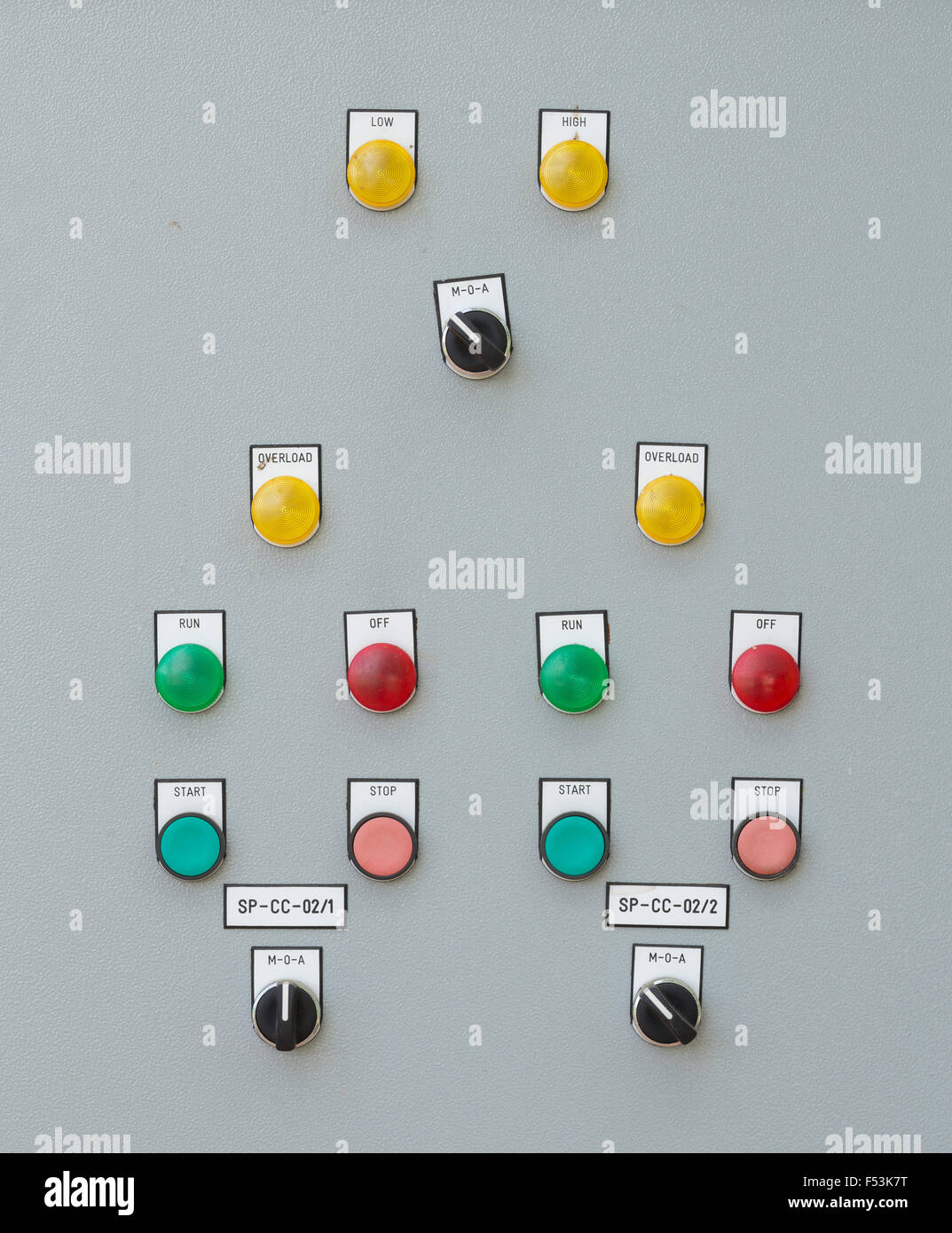industrial switching button of electric control panel Stock Photo - Alamy
