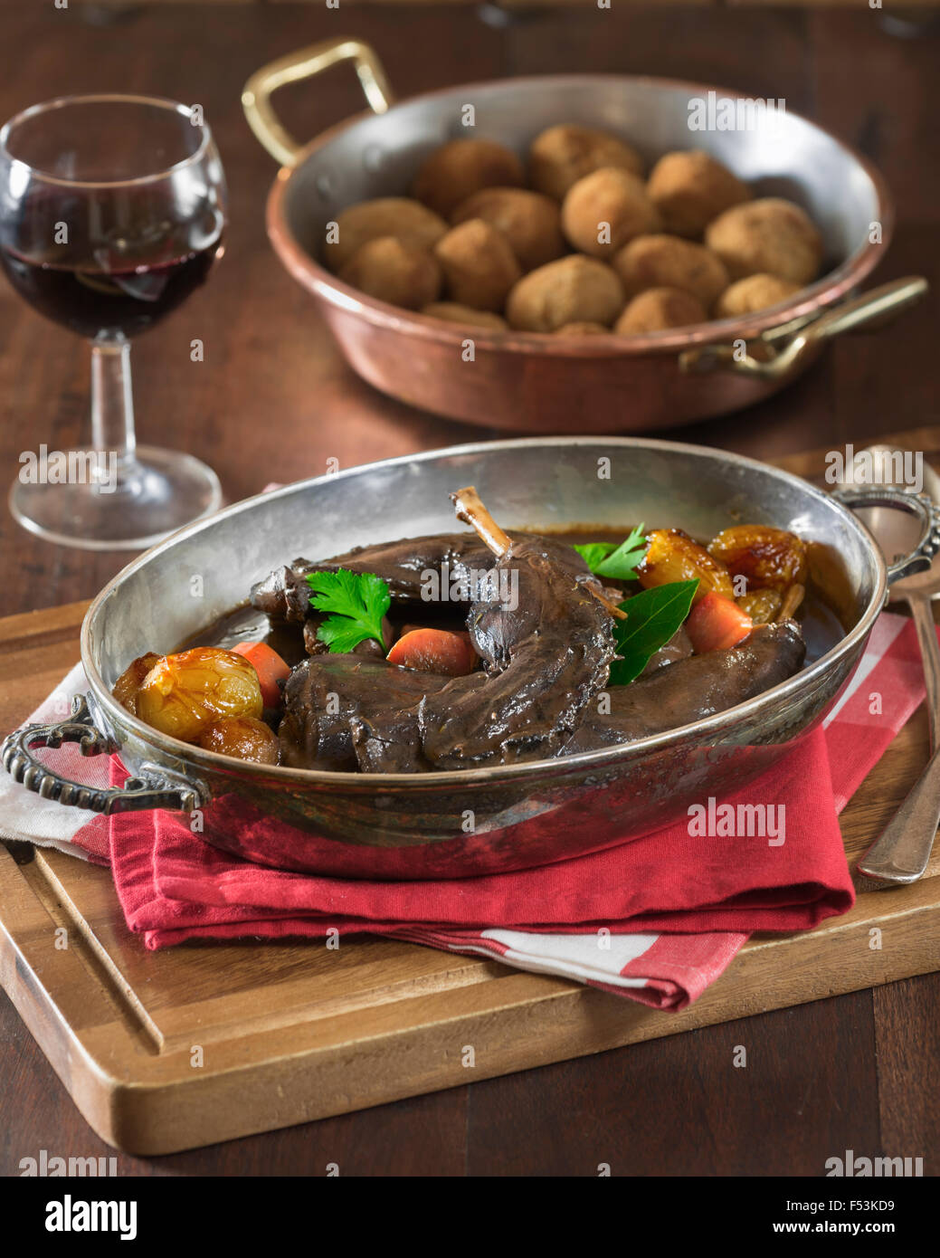 Jugged hare with forcemeat balls. Traditional food UK Stock Photo - Alamy
