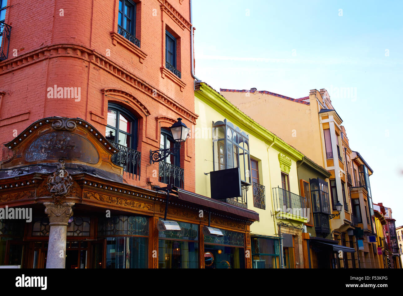 Leon Calle Ancha street neat cathedral at Castilla Spain Stock Photo ... Leon Calle Ancha street neat cathedral at Castilla Spain Stock Photo ...