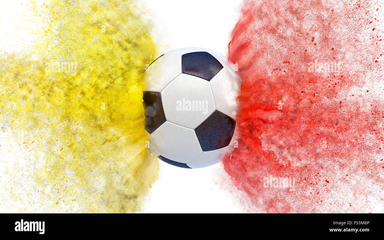 soccer ball - yellow and red blast Stock Photo - Alamy