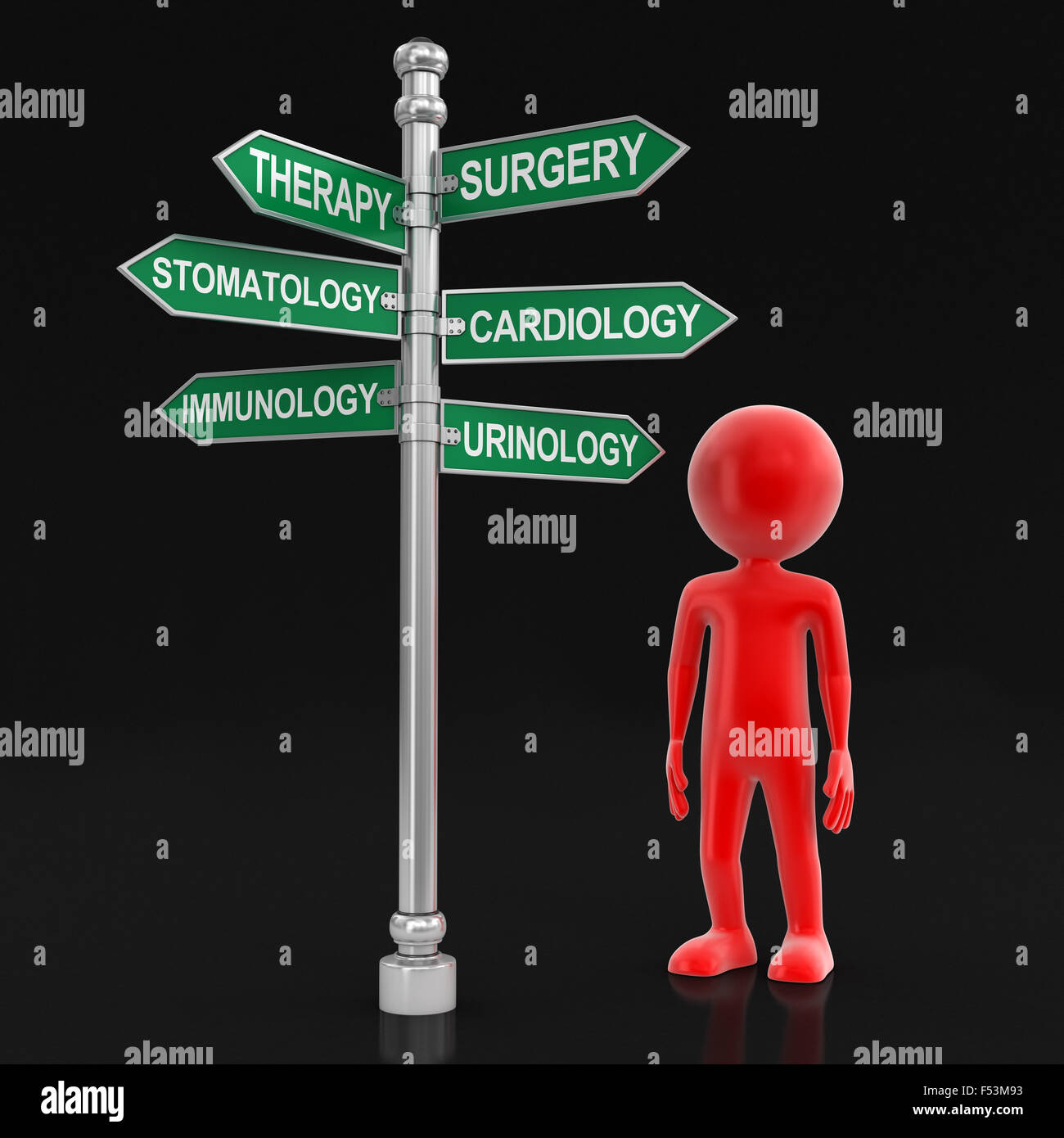 Man and Sign Directions. Image with clipping path Stock Photo - Alamy