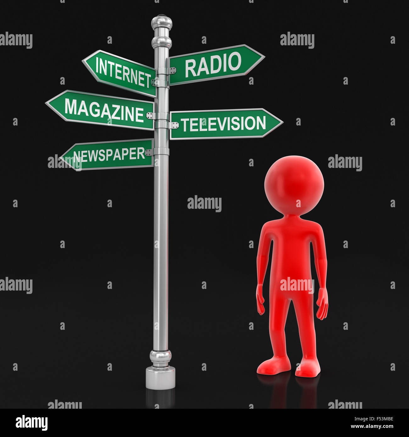 Man and Sign Directions. Image with clipping path Stock Photo - Alamy