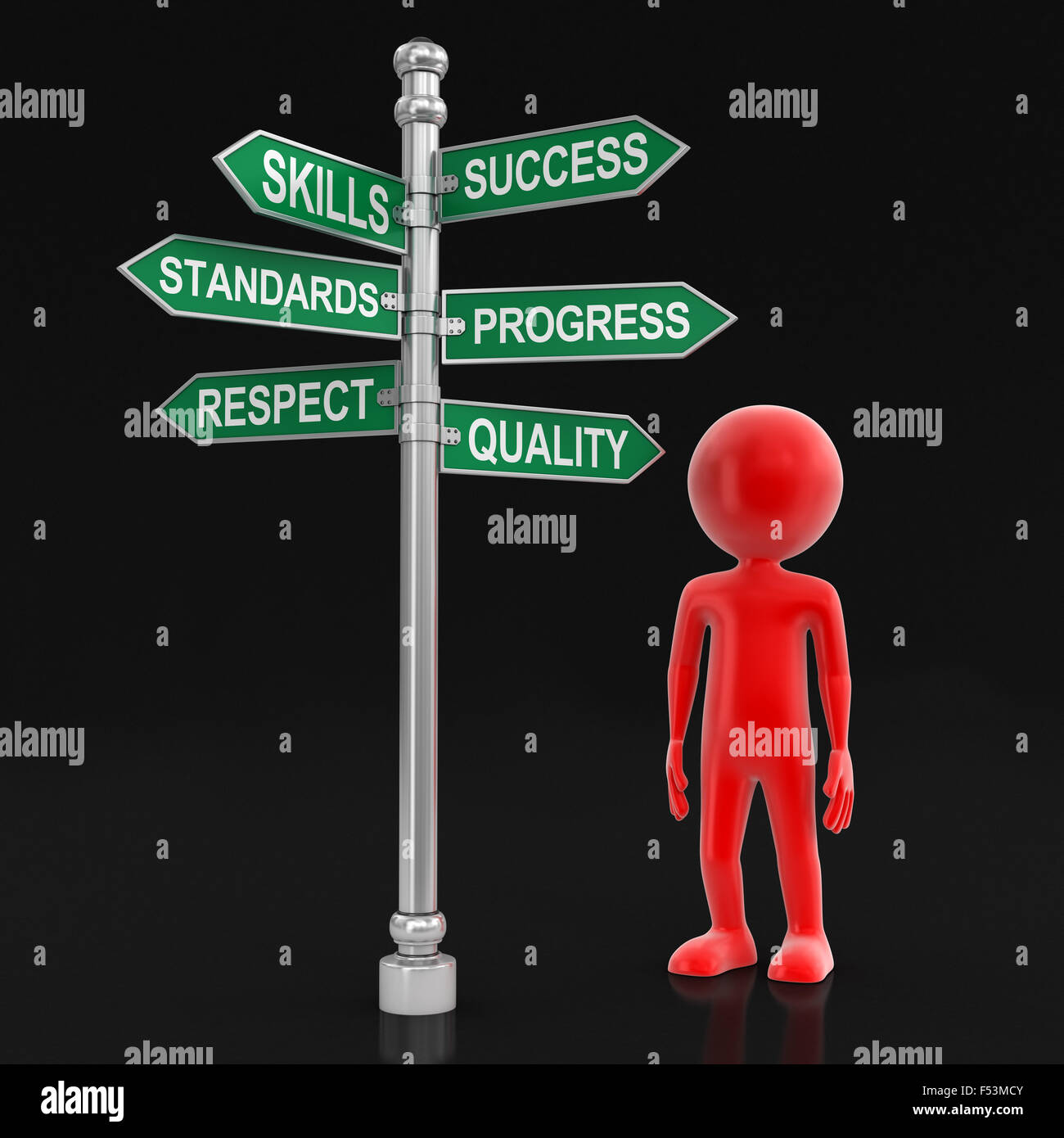 Man and Sign Directions. Image with clipping path Stock Photo - Alamy