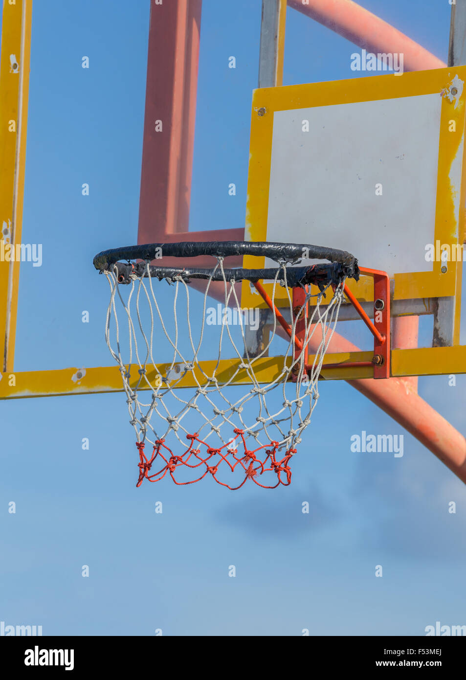 basketball hoop stand with blue sky background Stock Photo - Alamy