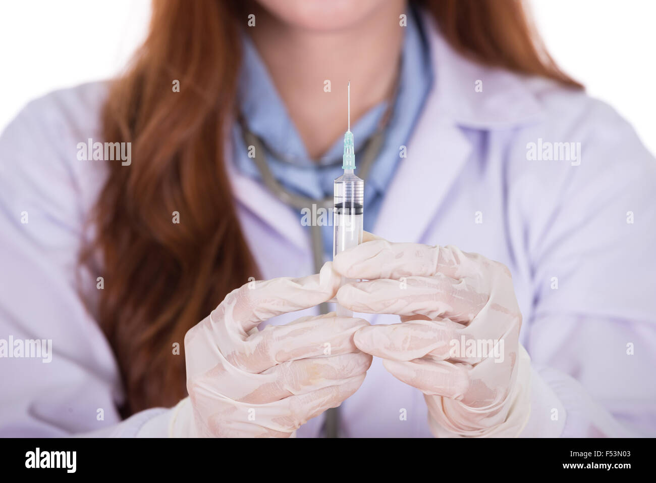 close up of syringe with doctor isolated on white background Stock ...