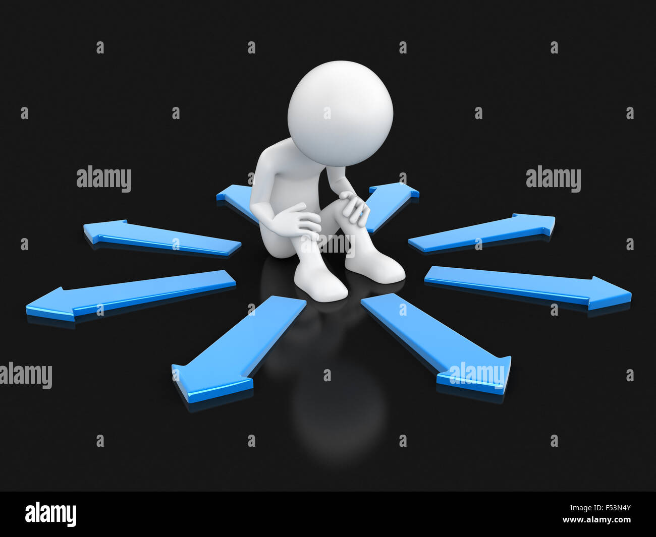 Man and arrows. Image with clipping path Stock Photo - Alamy