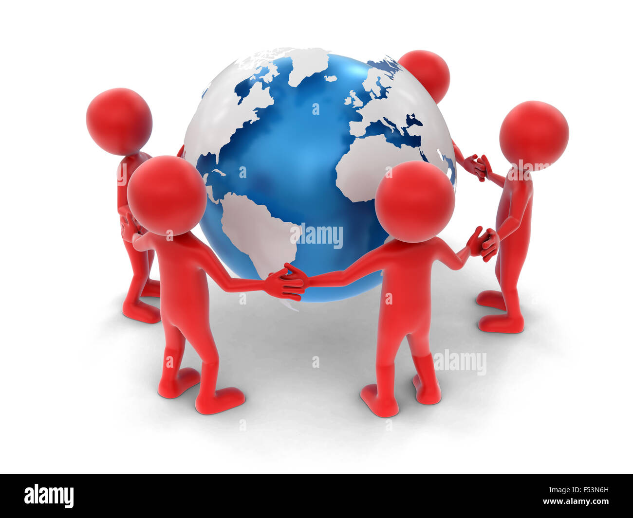 3D people support the world Stock Photo - Alamy