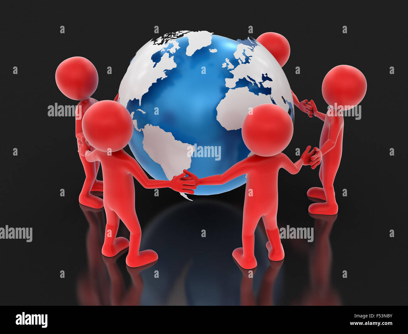 3D people support the world Stock Photo - Alamy