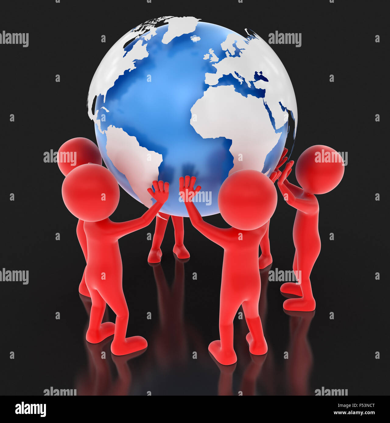 3D people support the world Stock Photo - Alamy