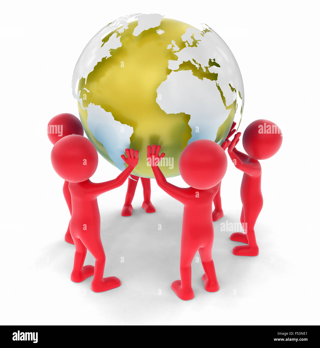 3D people support the world Stock Photo - Alamy