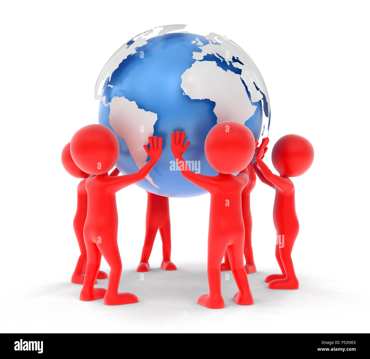 3D people support the world Stock Photo - Alamy