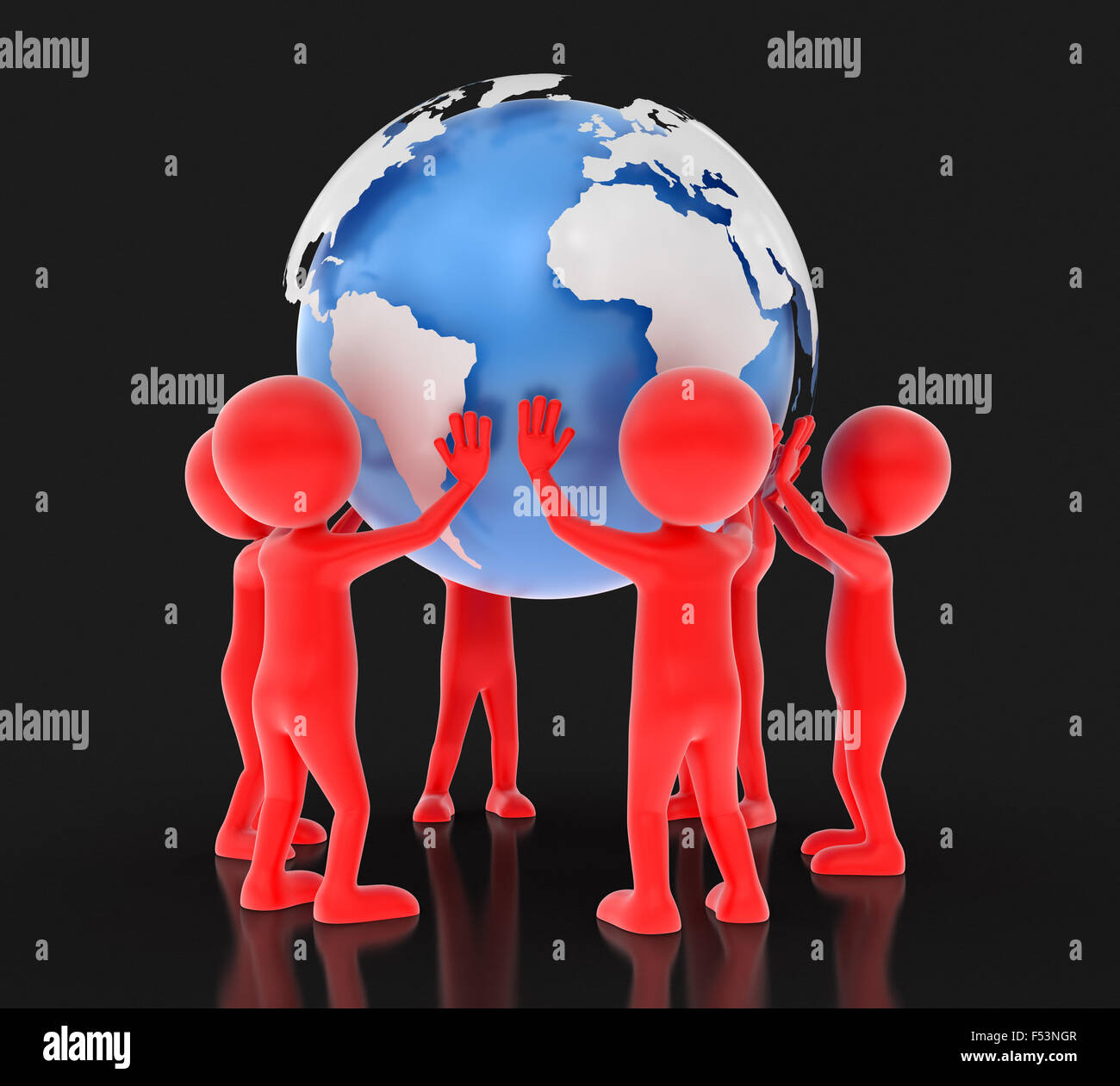 3D people support the world Stock Photo - Alamy