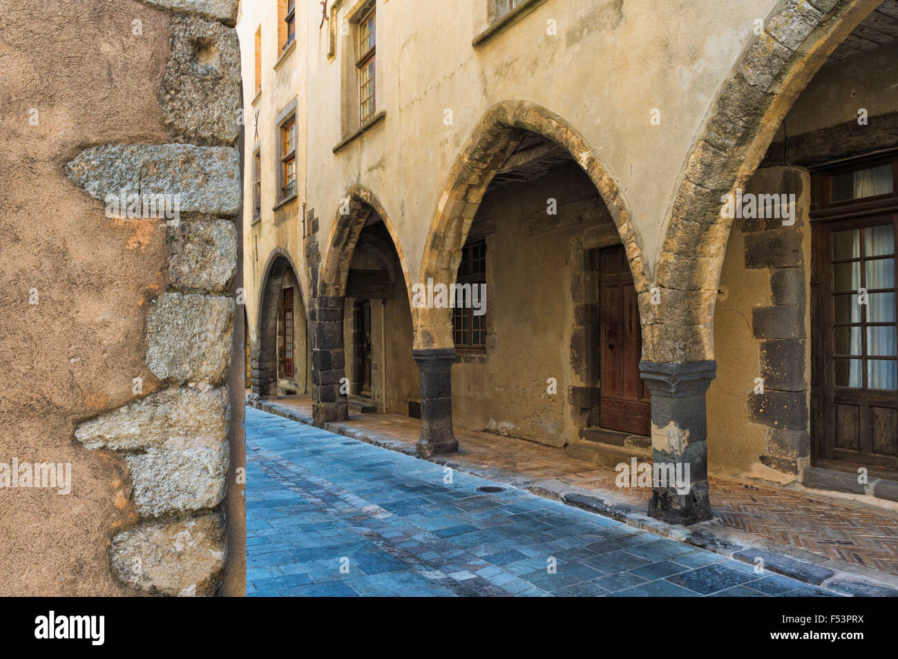Street with arcades, Grimaud Medieval village, Var, Provence Alpes Cote ...